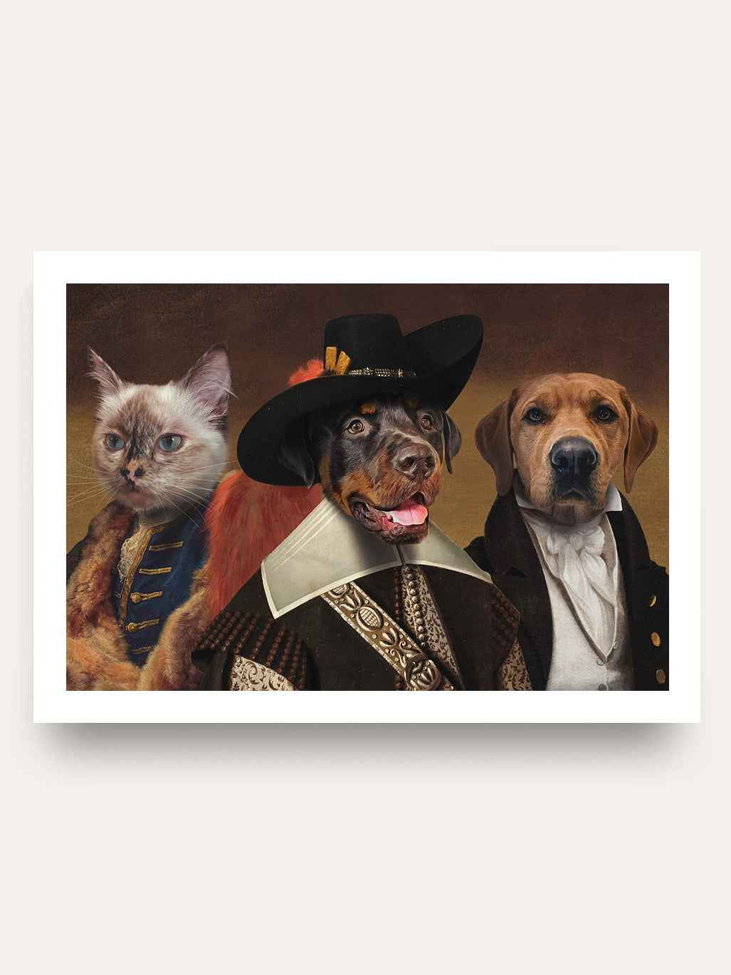 The Count, Musketeer & The Baron - Custom Pet Portrait · Purr & Mutt
